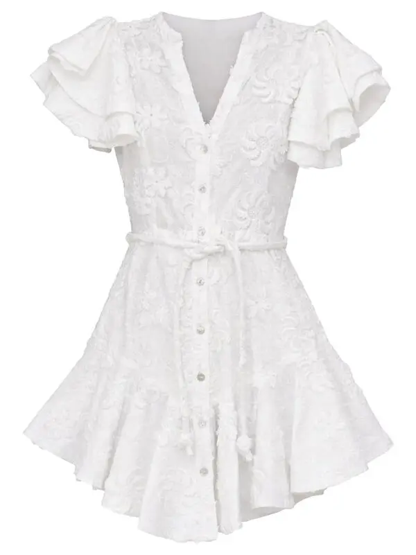 NO PISE LA GRAMA Arbolada Mini Dress - Embroidery Garden Off White