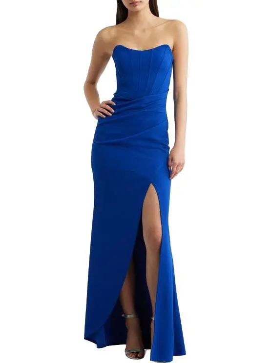 EMERALD SUNDAE Strapless Cateye Corset Gown - Royal