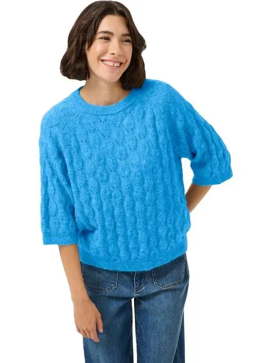 KAFFE Malene Half Sleeve Pullover - Malibu Blue Melange
