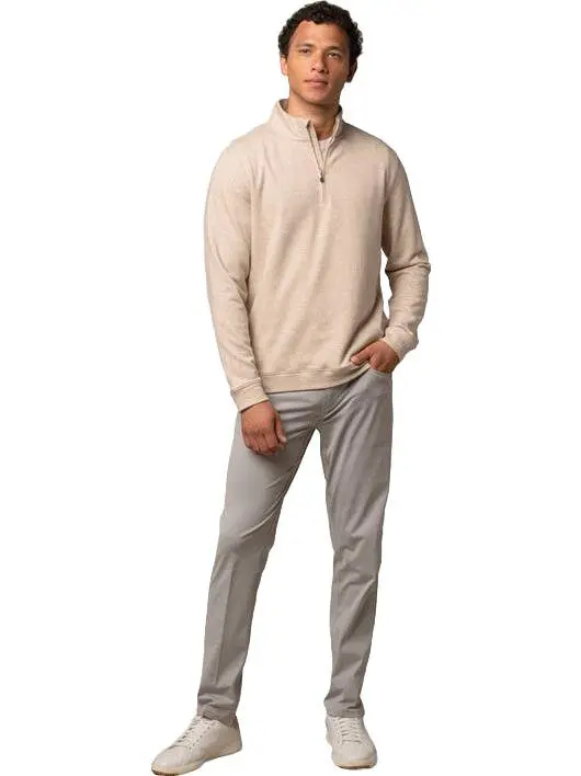 ASHWORTH GOLF Terry Twillback 1/4 Zip Performance Top - Oatmeal Heather