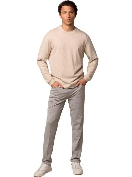 ASHWORTH GOLF Terry Twillback Crewneck - Oatmeal Heather