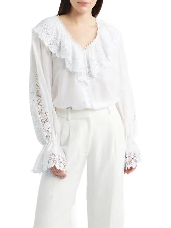 Kobi Halperin Arielle Lace-trimmed Pullover Top - White