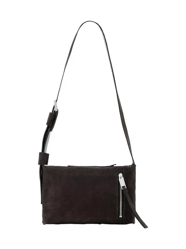ALLSAINTS Alba Zip Suede Crossbody Bag - Bitter Brown