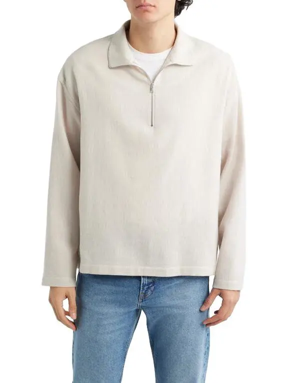 FRAME Half Zip Wool Overshirt - Light Taupe
