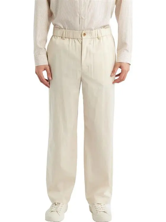 FRAME Relaxed Cotton Trousers - Light Beige