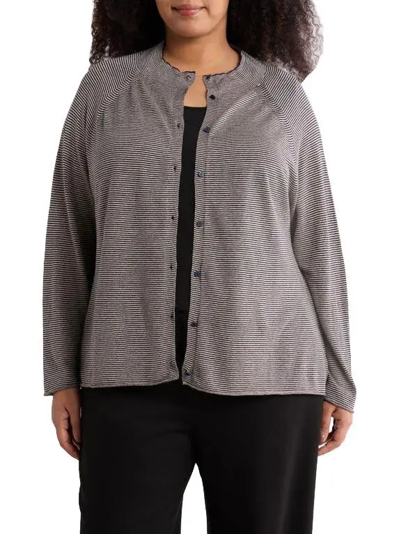 Eileen Fisher Organic Linen & Organic Cotton Cardigan - Ink