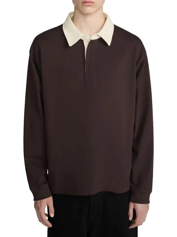 FRAME Cotton Rugby Polo - Deep Brown