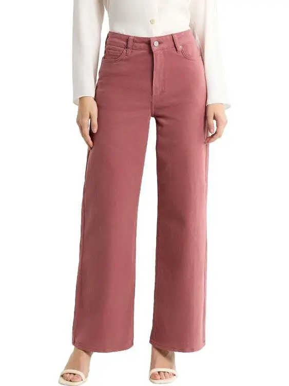Paige Anessa High-waist Wide-leg Jeans - Vintage Brick Berry