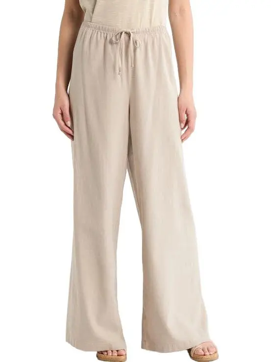 Splendid Valerie Drawstring Wide Leg Pants - Fawn