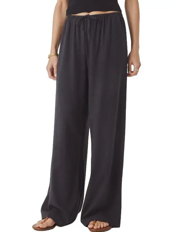 Splendid Valerie Drawstring Wide Leg Pants - Lead Black