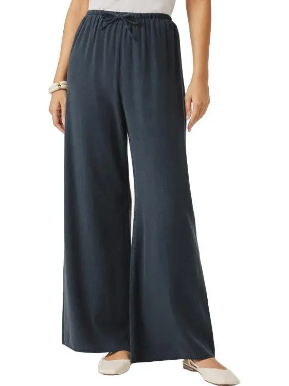 Splendid Valerie Drawstring Wide Leg Pants - Mood Indigo Blue
