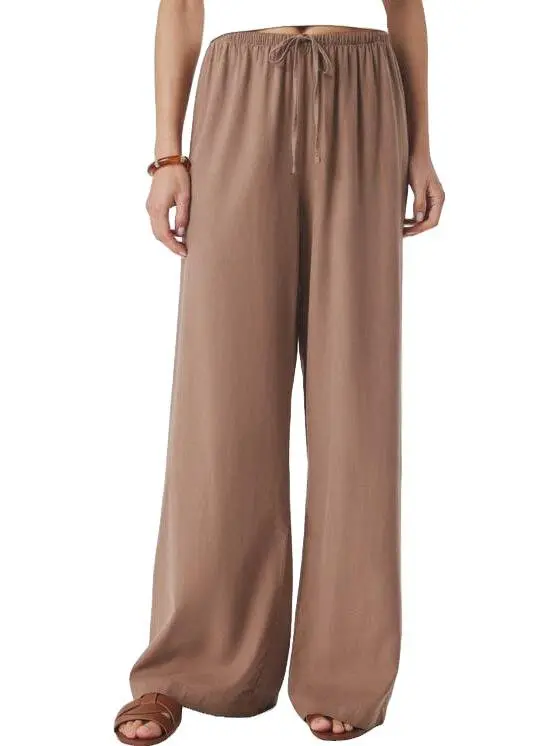 Splendid Valerie Drawstring Wide Leg Pants - Wicker Brown