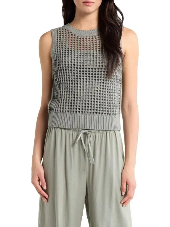 Splendid Camellia Open Knit Sleeveless Sweater - Eucalyptus Green