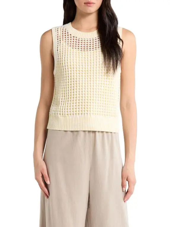 Splendid Camellia Open Knit Sleeveless Sweater - Honeysuckle Beige
