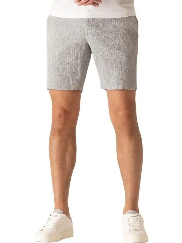 DEKE Oasis Seersucker Bermuda Shorts - Gray/natural