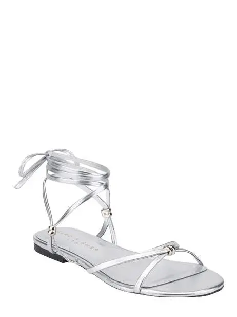 Marc Fisher Este Ankle Wrap Sandal - Silver