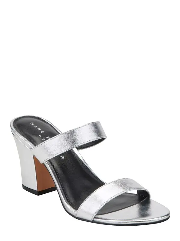 Marc Fisher Jessey Leather Slide Sandal - Silver