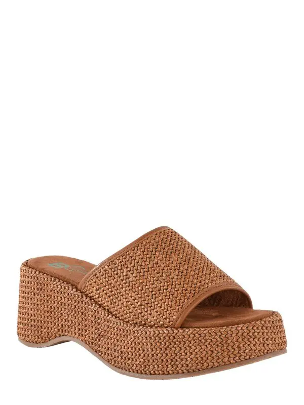 Bc Footwear Platform Wedge Slide Sandal - Tan