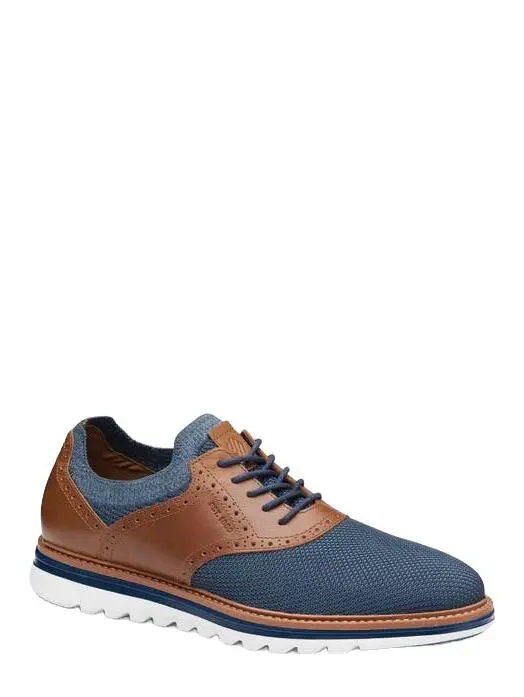 Johnston & Murphy Braxton Knit Saddle Shoe - Navy Knit/cognac Full Grain