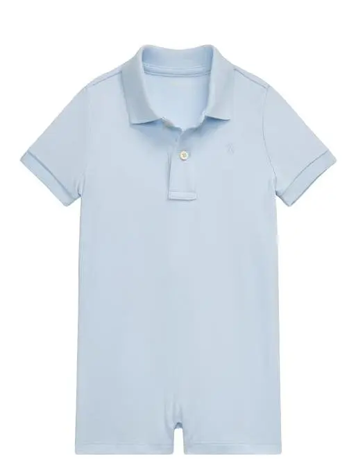 Ralph Lauren Interlock Polo Romper - Beryl Blue