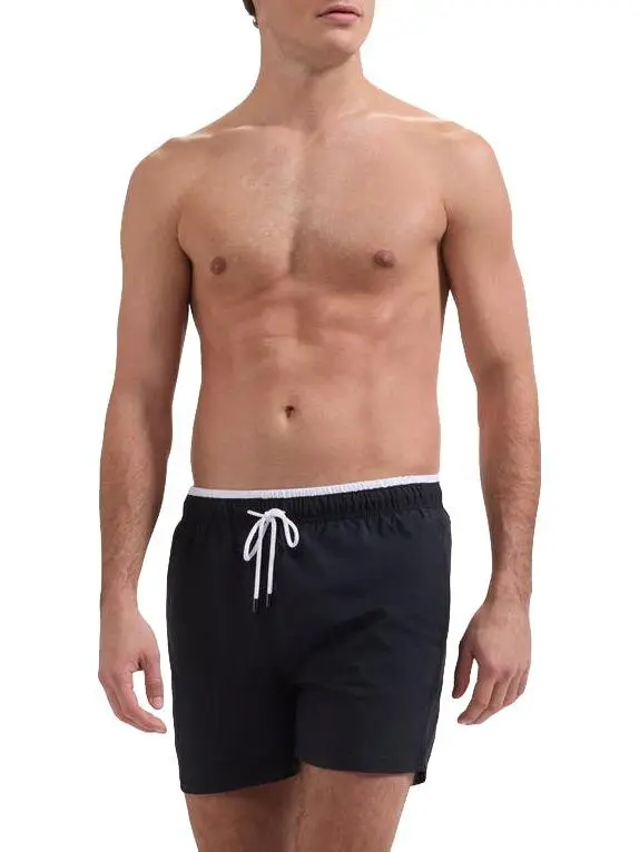 Bugatchi Quinn Colorblock Swim Trunks - Black