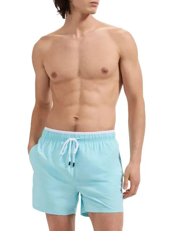 Bugatchi Quinn Colorblock Swim Trunks - Turquoise