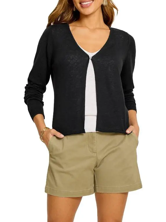 Tommy Bahama Adeline Linen Blend Jersey Cardigan - Black