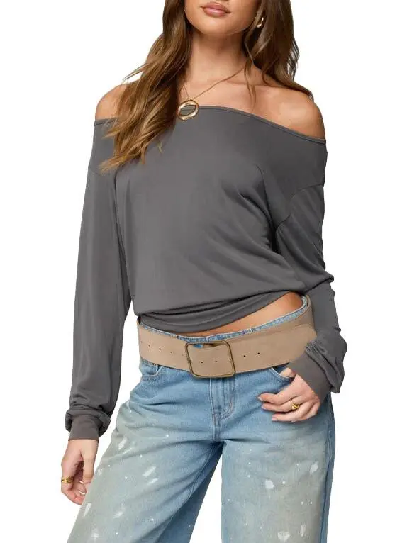 EDIKTED Off-the-shoulder Top - Dark-gray