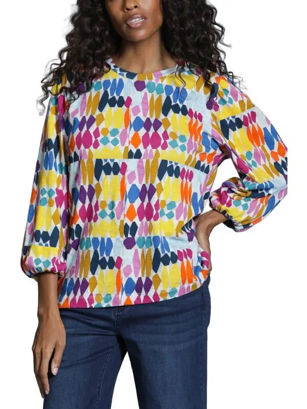 APNY Painted Pebbles Long Sleeve Knit Top - Yellowpink Multi
