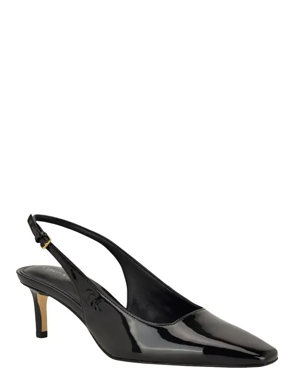 Calvin Klein Sorena Slingback Kitten Heel Pump - Black Patent