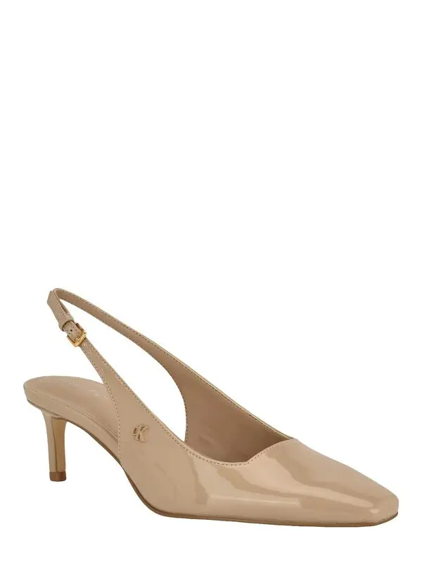 Calvin Klein Sorena Slingback Kitten Heel Pump - Taupe Patent