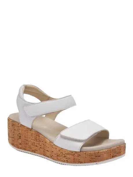 ARA Rosepetal Platform Wedge Sandal - White/natural