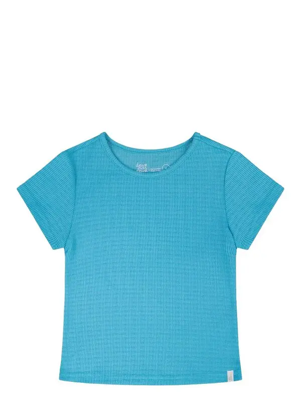 DEUX PAR DEUX Relaxed Straight Fit Crinkle Jersey Short Sleeve T-shirt - Blue