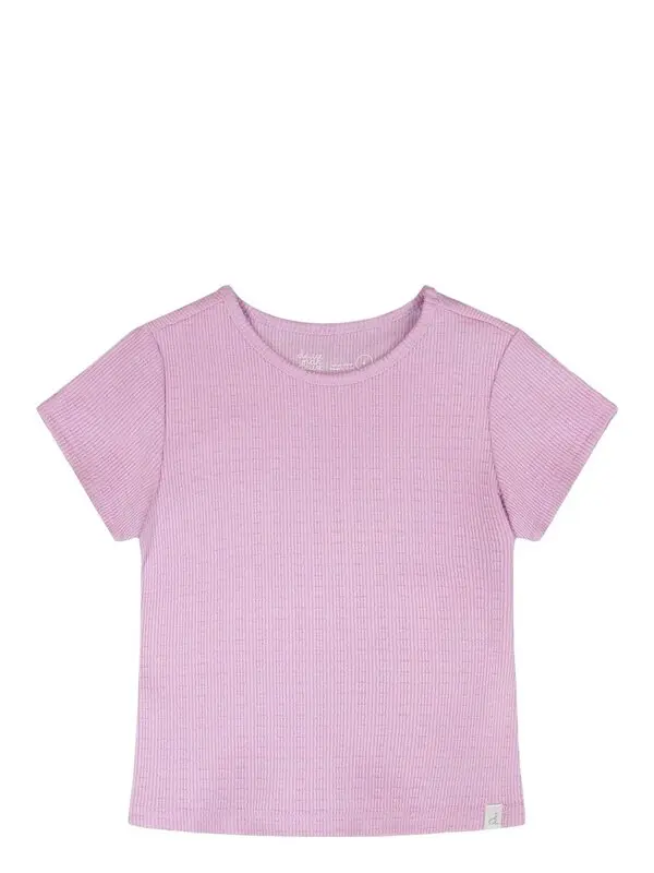 DEUX PAR DEUX Relaxed Straight Fit Crinkle Jersey Short Sleeve T-shirt - Lilac