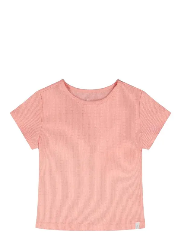DEUX PAR DEUX Relaxed Straight Fit Crinkle Jersey Short Sleeve T-shirt - Peach Pink