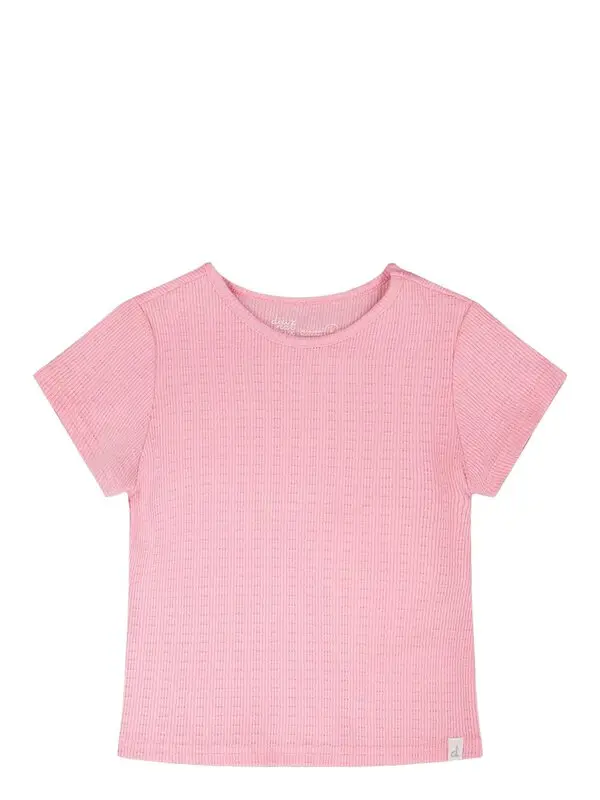 DEUX PAR DEUX Relaxed Straight Fit Crinkle Jersey Short Sleeve T-shirt - Pink