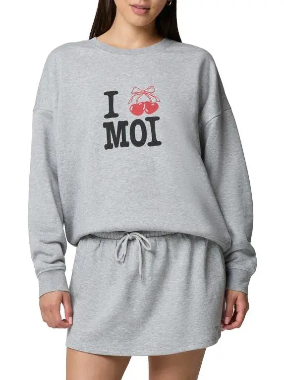 FLORENCE BY MILLS Cozy Crush Graphic Sweatshirt - Heather Grey/cherry