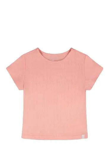 DEUX PAR DEUX Relaxed Straight Fit Crinkle Jersey Short Sleeve T-shirt - Peach Pink