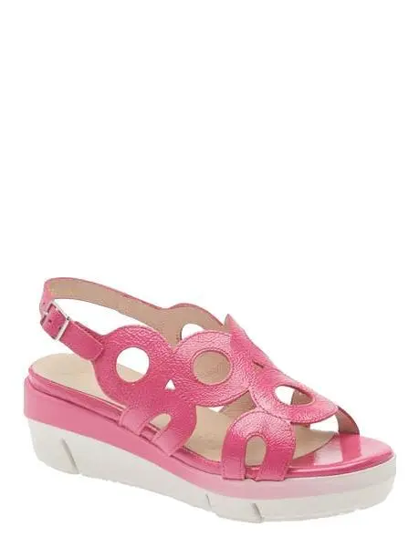 WONDERS Slingback Platform Sandals - Lack Fuchsia
