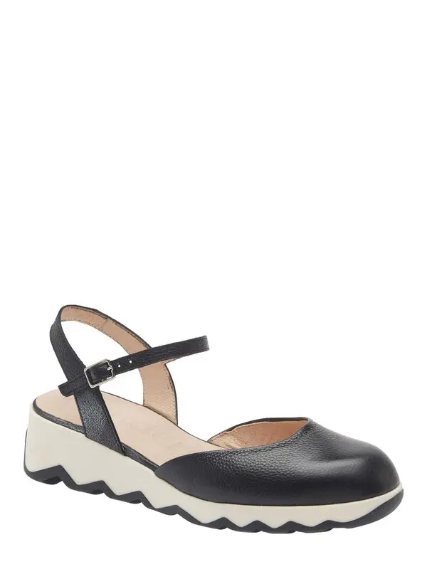 WONDERS Ankle Strap Platform Ballet Pumps - Wild Black