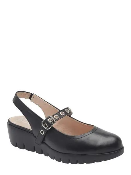WONDERS Mary Jane Slingback Pumps - Sauvage Black