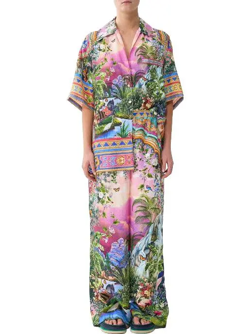 Camilla Button Front Lounge Pant - Turkish Delight