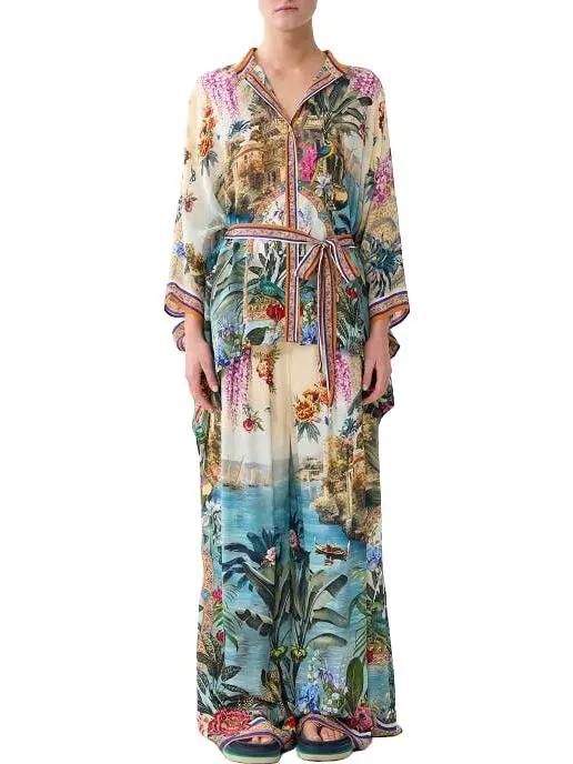 Camilla Button Through Scarf Blouse - Bodrum Botanicals