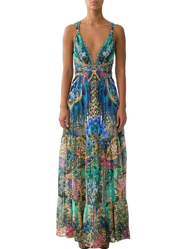 Camilla Bead Strap Gathered Panel Maxi Dress - Animal Alchemy