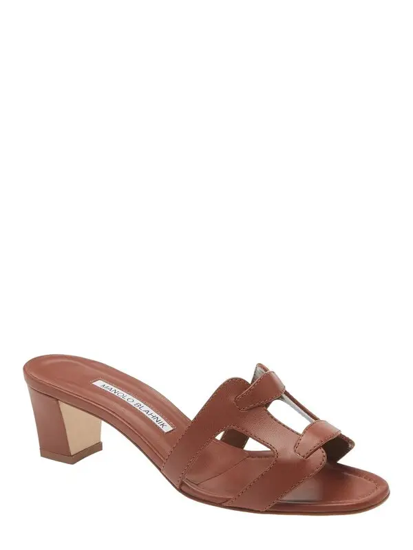 Manolo Blahnik Grellanu Leather Sandals - Brown