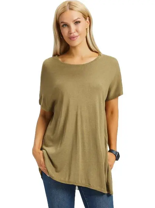 Betabrand Asymmetrical Boatneck Sweater - Chai Tea