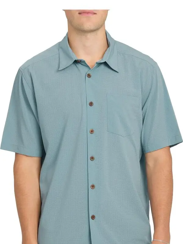 QUIKSILVER WATERMAN Chaser Wm Ss Short Sleeve Shirt - Blue Shadow
