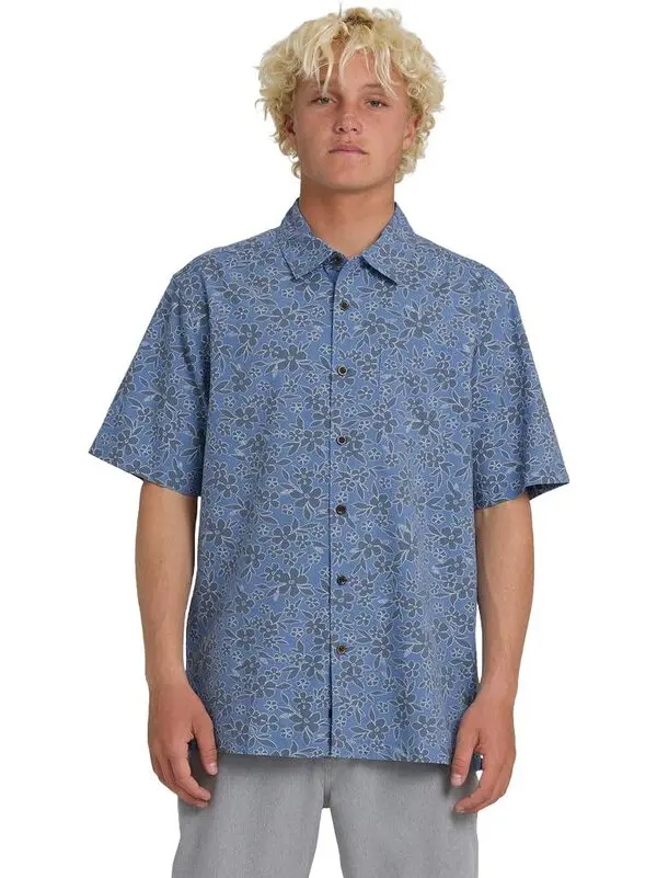 QUIKSILVER WATERMAN Flower Field Wm Ss Short Sleeve Shirt - Blue Shadow