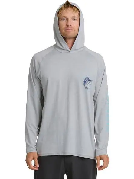 QUIKSILVER WATERMAN Hooded Long Sleeve Upf Shirt - Light Grey Hth