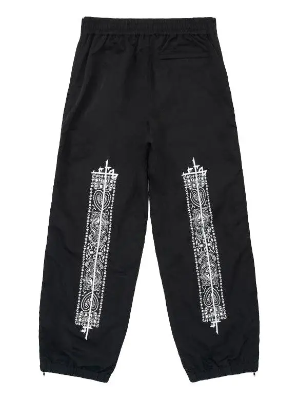 RtA Nixon Placed Paisley Print Nylon Joggers - Black Paisley